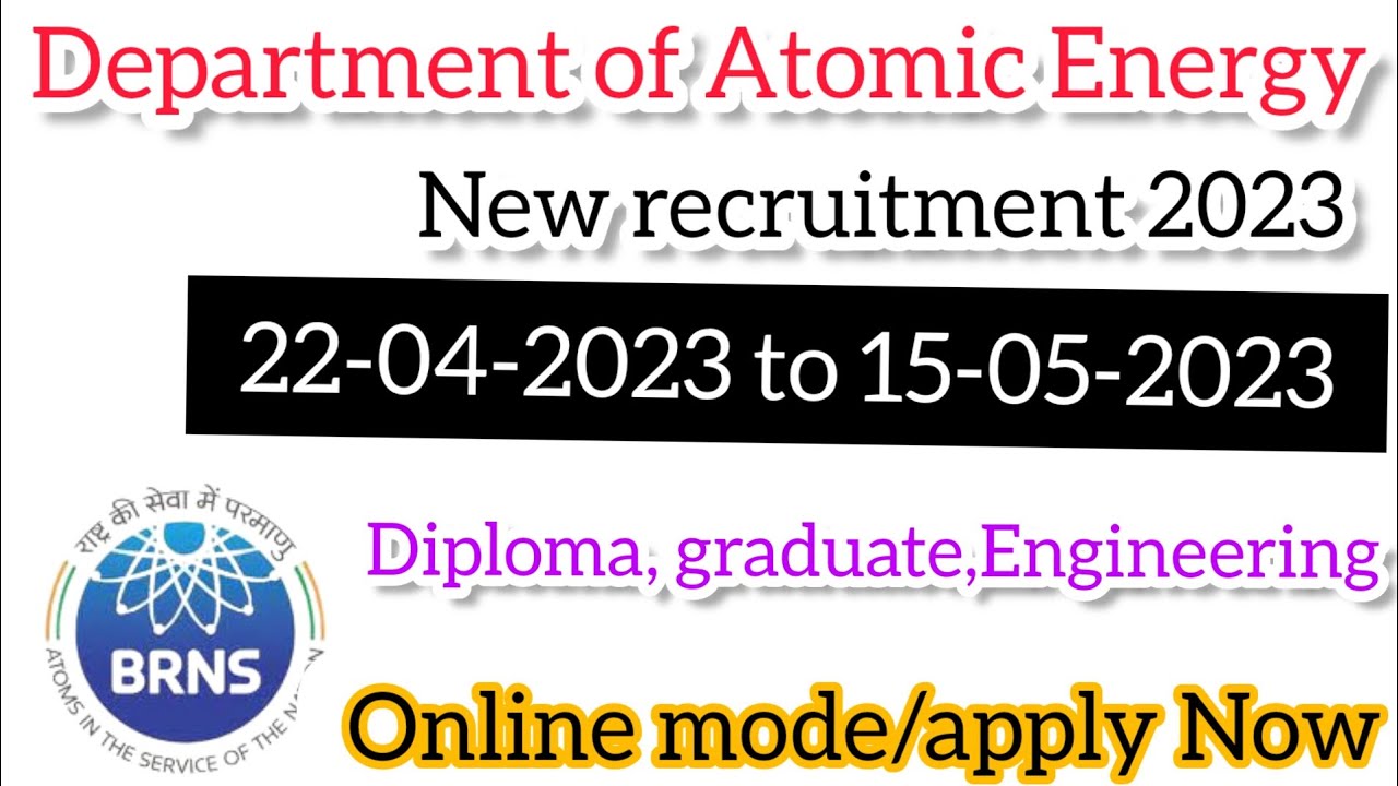 Department of Atomic energy new recruitment 2023 Apply now - YouTube