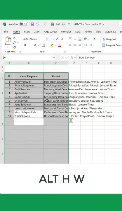 Trik Excel - Merapikan Data Tanpa Mouse #excel #exceltricks #tipspraktis #exceltips #tutorial ...