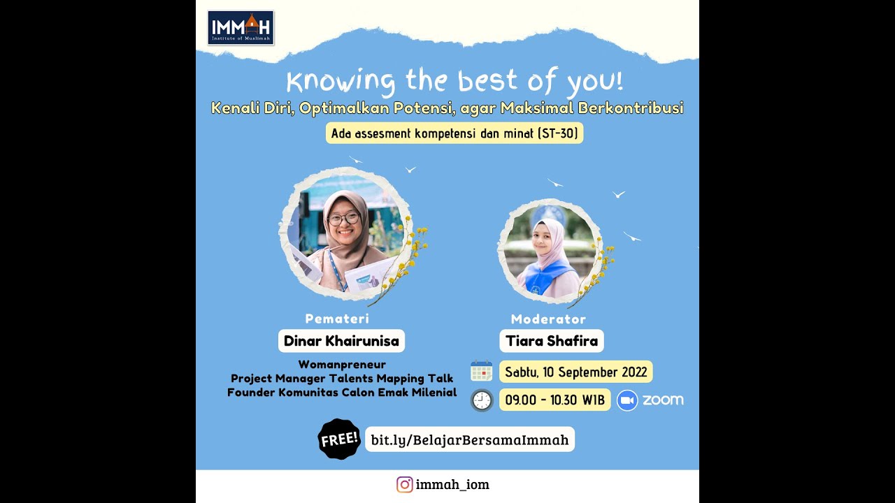 Knowing The Best of You! Kenali Diri dan Potensi (Institute of Muslimah ft Teh Dinar Khairunisa ...