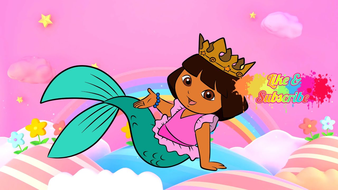 How to Draw Dora the Explorer Mermaid drawing and coloring video ...