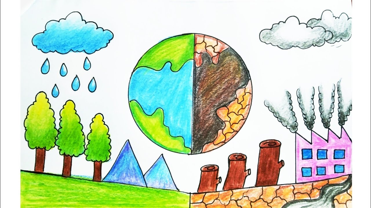 Save Earth Easy Drawing / Save Nature Easy Drawing / Easy Save Earth ...