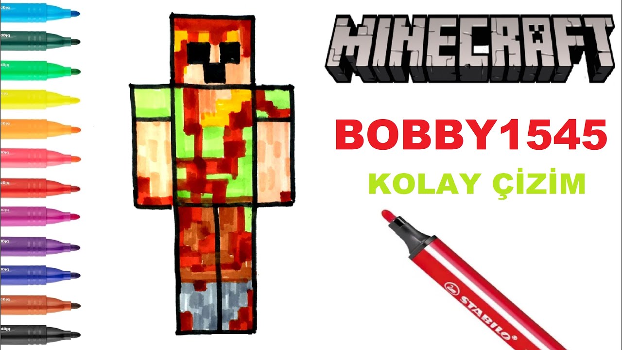 Easy Drawing Minecraft I Kolay Bobby1545 Çizimi I Minecraft Boyama ...