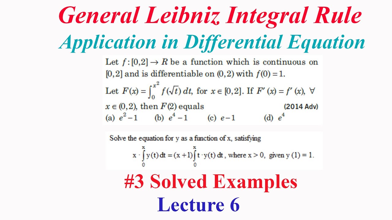 Leibniz Integral Rule | Differential equation related question | 3 ...