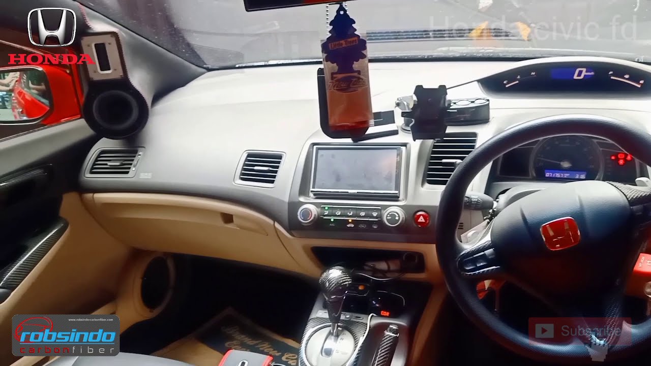 Honda civic fd instal part carbon - YouTube