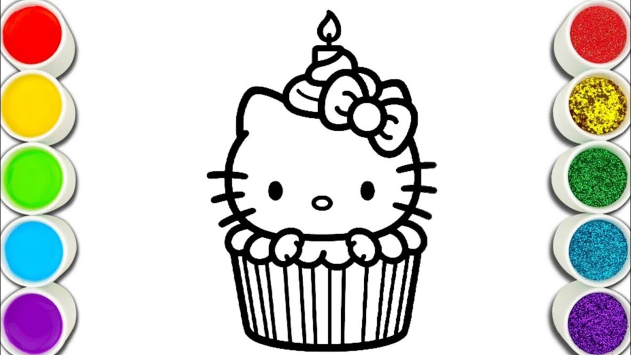 hello kitty Muffin shape drawing and colouring for kids and toddlers ...