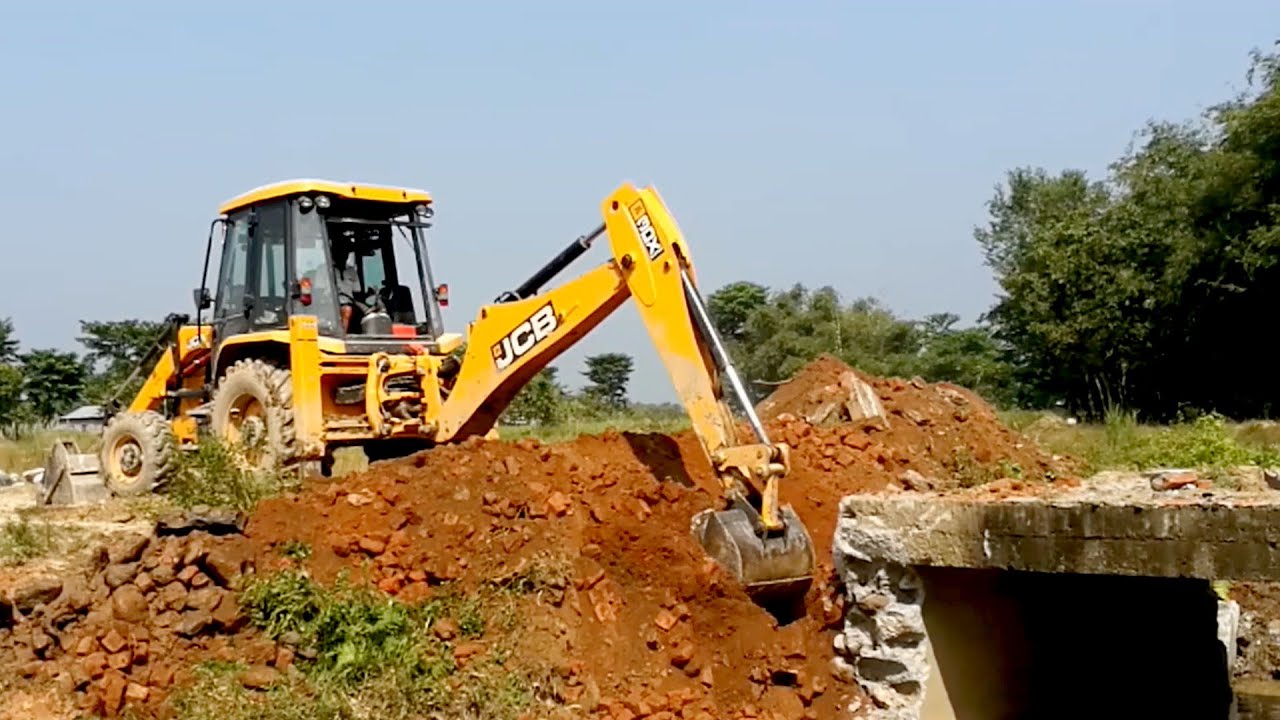 Amazing!!! Making New Bridge- JCB Backhoe MAchine Going to Old Bridge ...