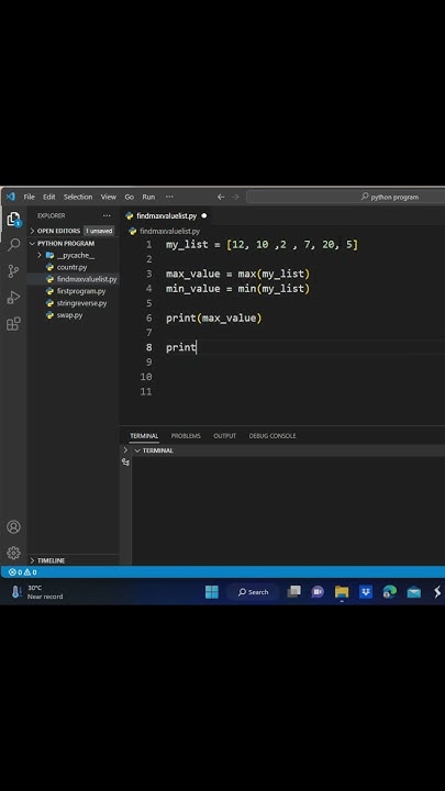 How To Find Min And Max Value In Python Python Shorts Pythonprogramming Shorts Python3