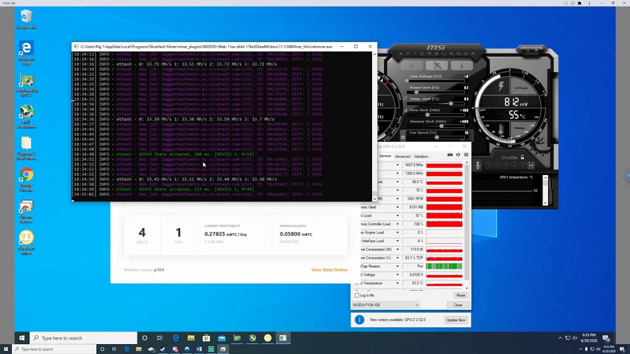 P104-100 rig is built and mining - YouTube