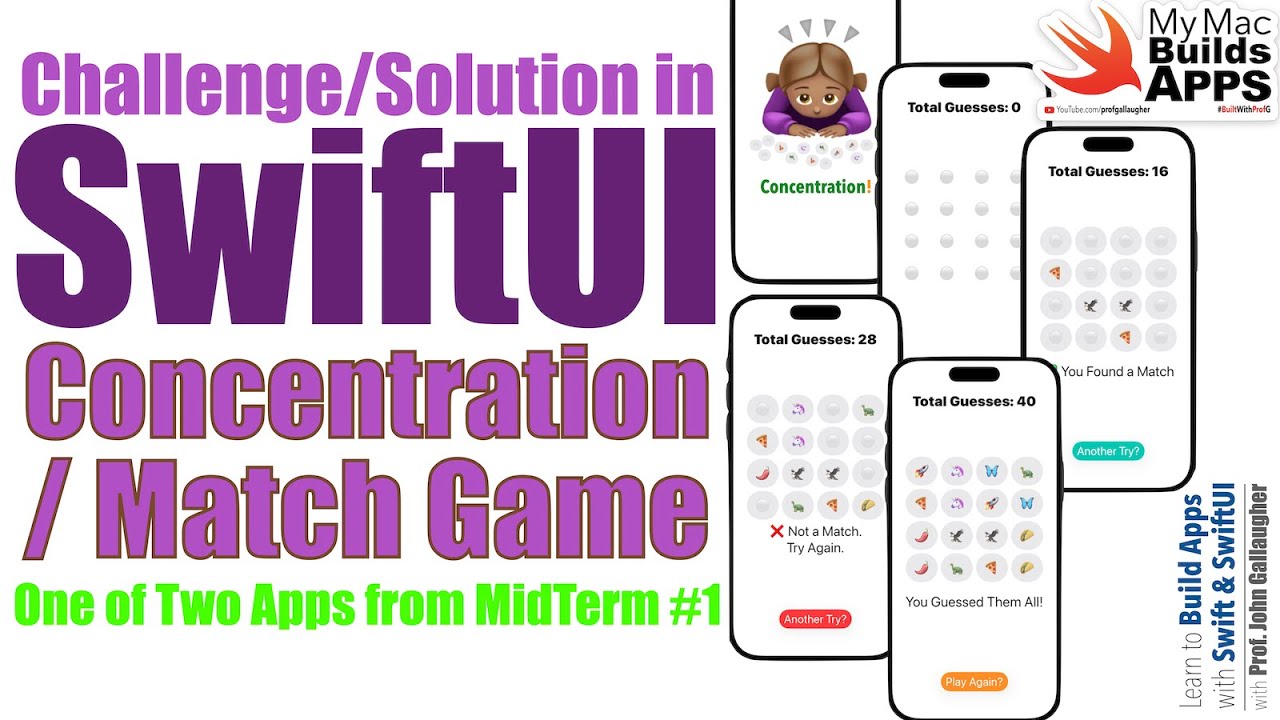 Concentration / Match Game App - A SwiftUI Mid-Term Exam Challenge ...