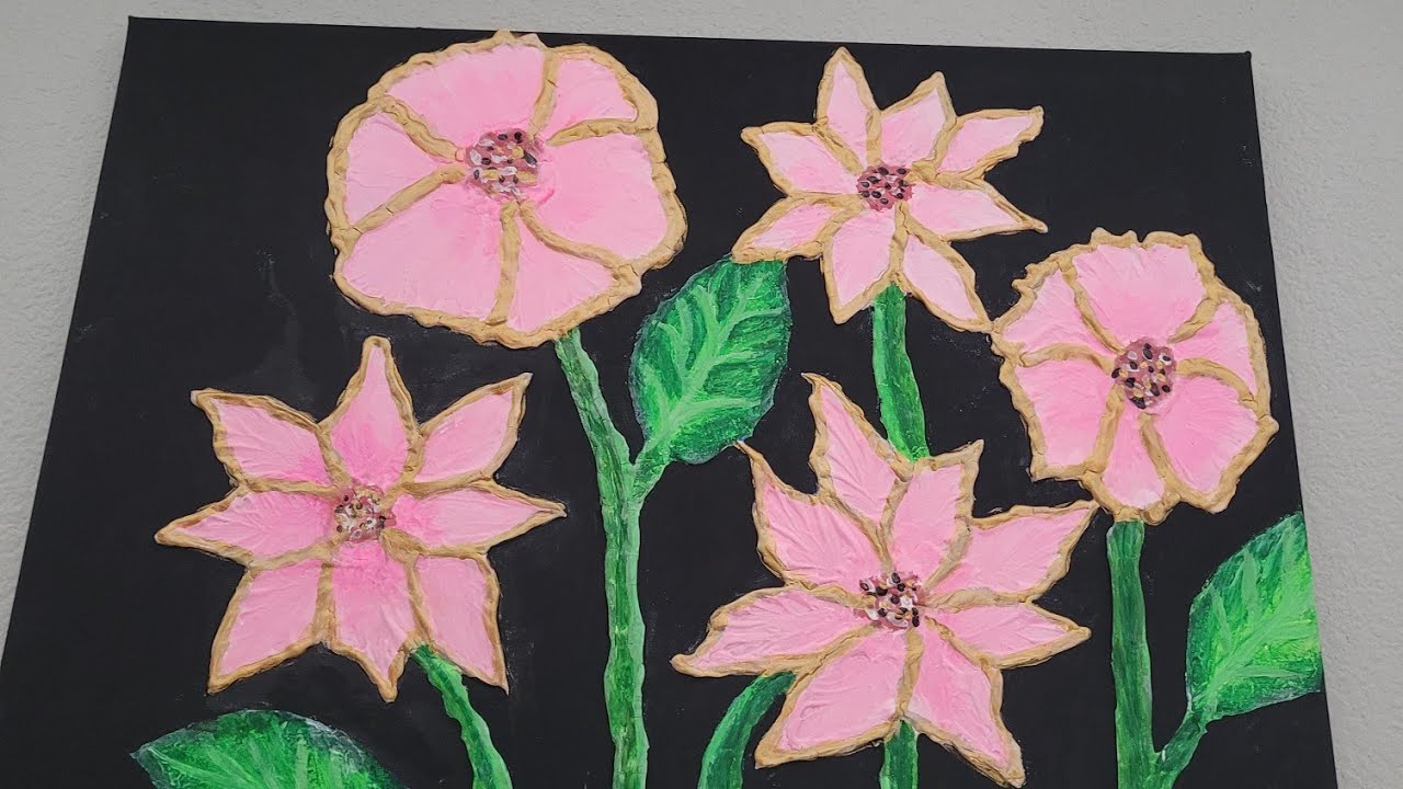 Beginners 3D textured flowers using modeling paste and white ...