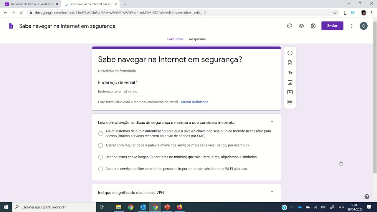 Questionários com perguntas de resposta aberta - YouTube