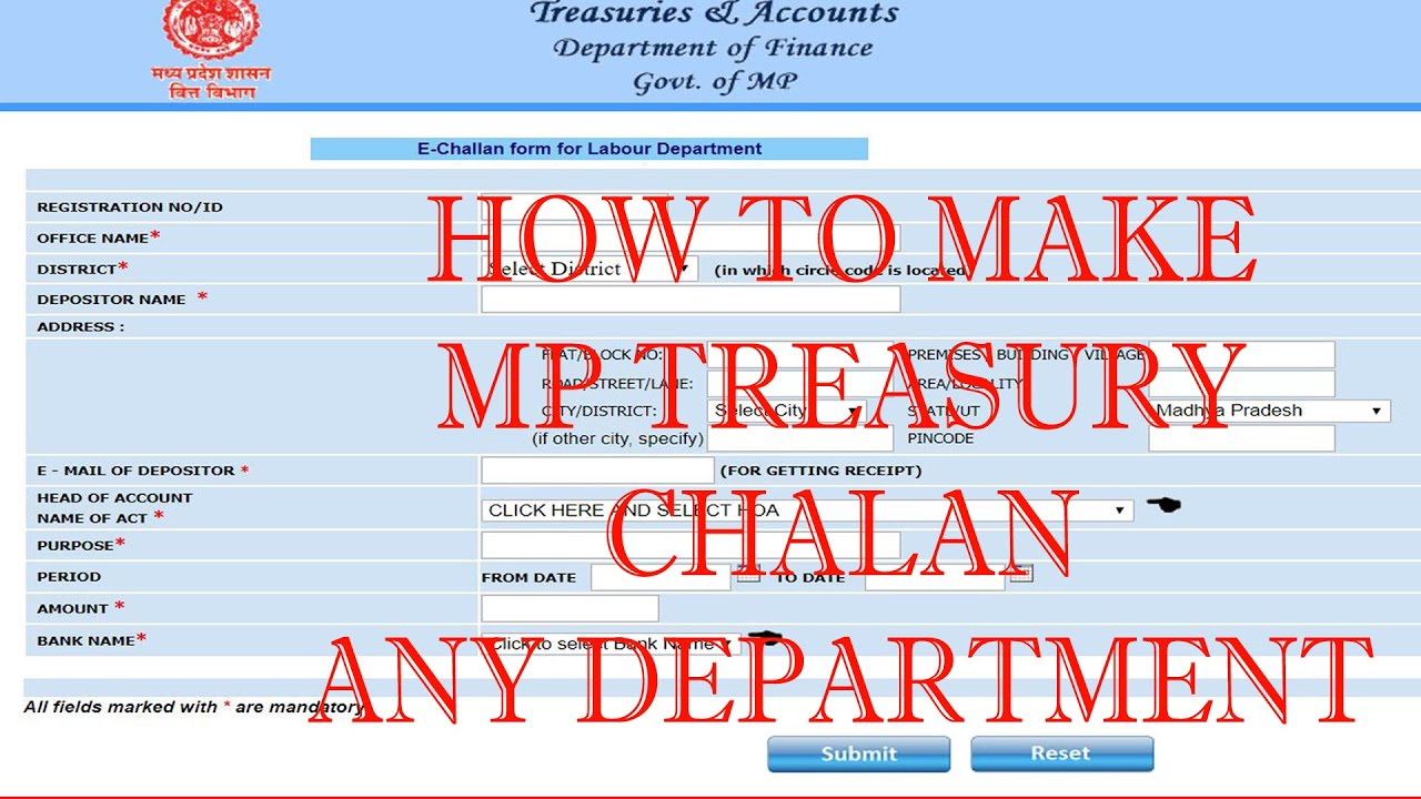 MP Cyber Treasury Challan For Shop Act License !! Cyber Treasury ...