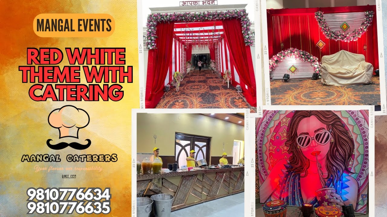 Red white theme work with catering ♥️ / Mangal events / 9810776635 ...