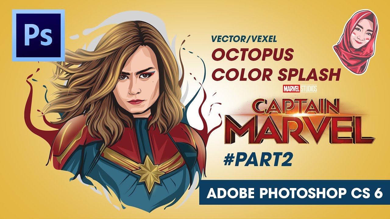 VECTOR PHOTOSHOP CAPTAIN MARVEL - OCTOPUS COLOR SPLASH PART #2 - YouTube