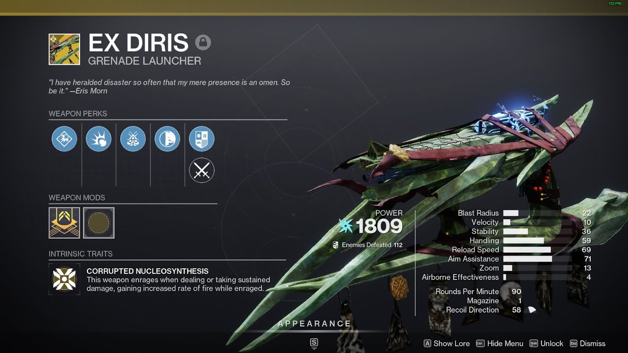 New Exotic Grenade Launcher EX DIRIS first look - YouTube