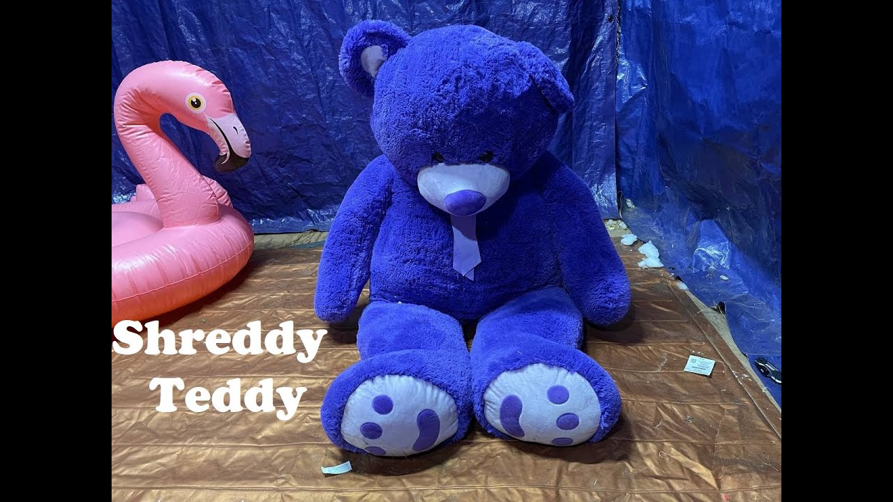 Destroy Huge Stuffed Animal Purple Teddy Bear by Stabbing and Ripping ...