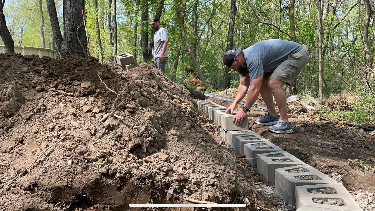 New Shed Prep! Before and After diy retaining wall! Part 1 - YouTube