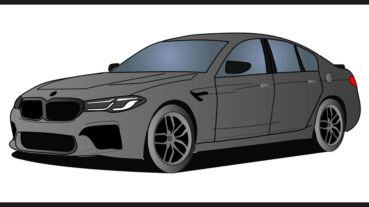 How to draw a BMW M5 F90 / drawing bmw m5 competition step by step easy ...