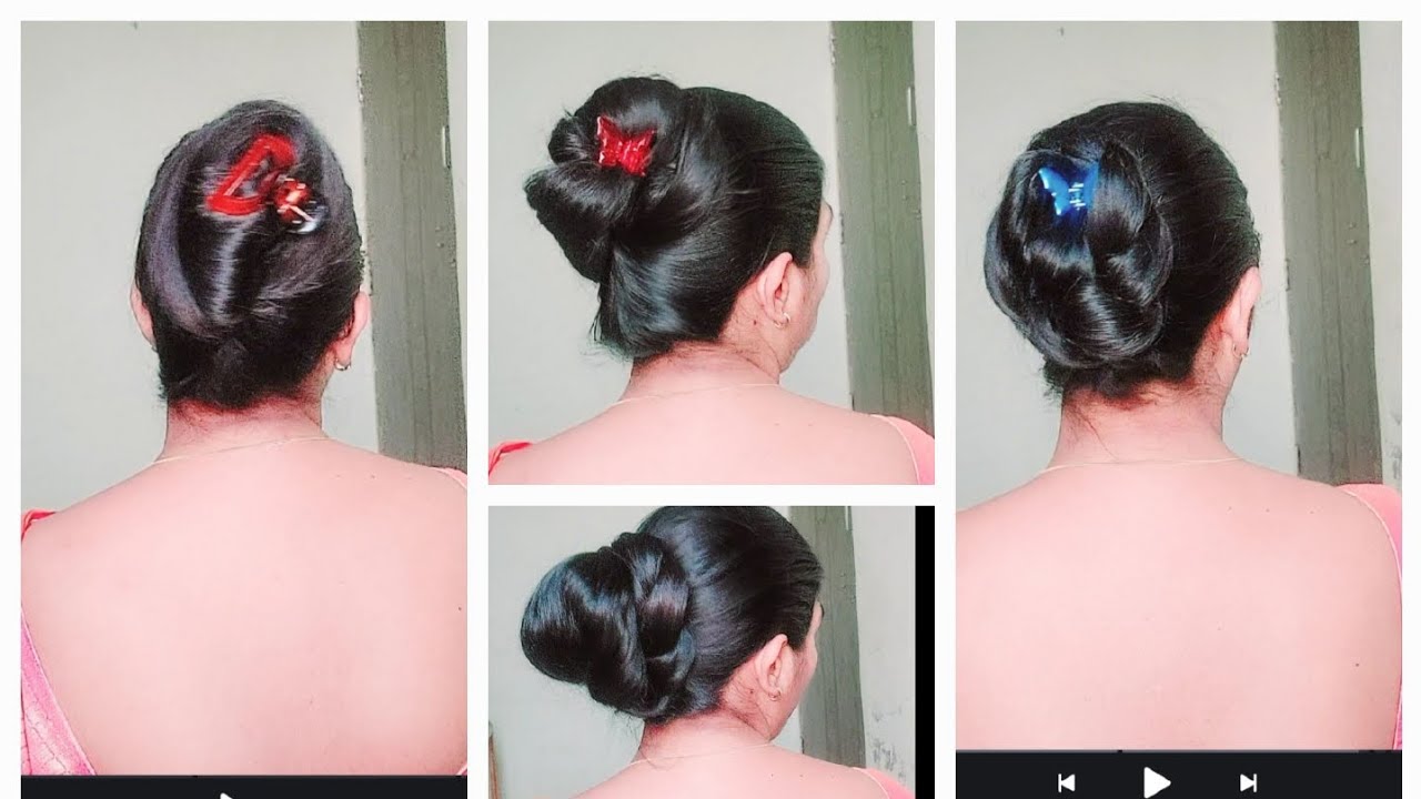 Wow! new beautiful cute bun hairstyle for Wedding by Self | easy and ...