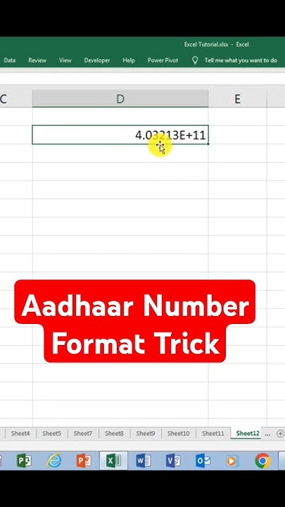 Aadhaar number formatting | excel tutorials in Hindi #exceltricks #exceltips #exceltutorial ...