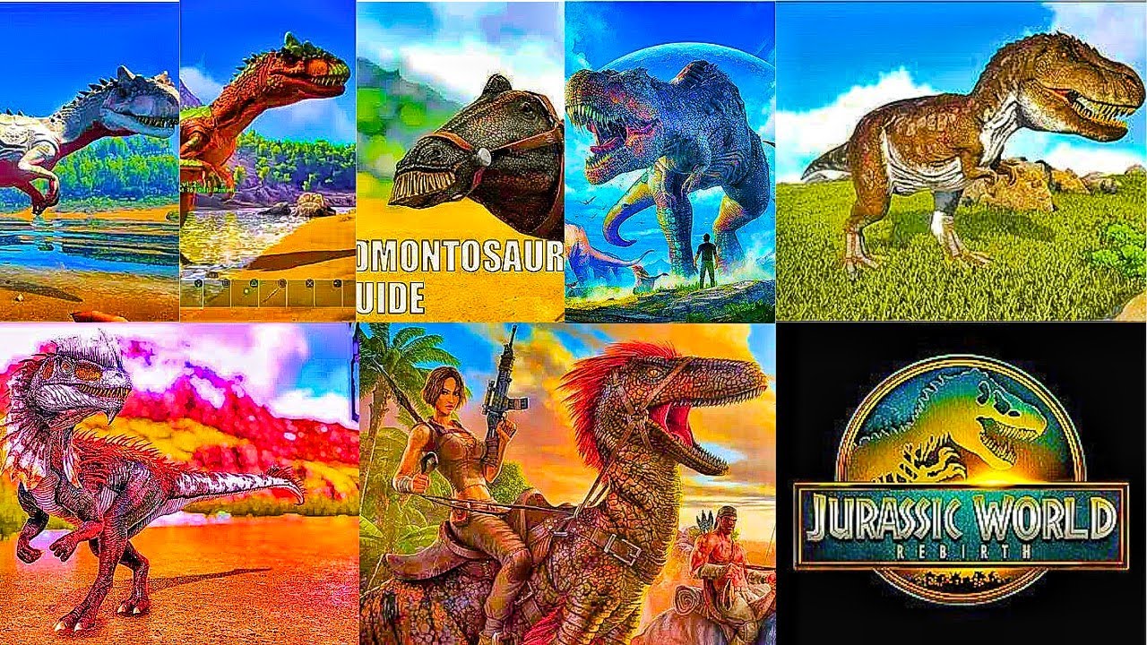 Ark's T-Rex, Raptor, Dilophosaurus, Allosaurus & Edmontosaurus watching ...