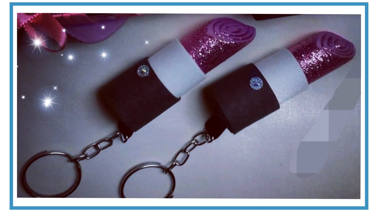 How to make lipstick keychain with glitter sheet | DIY keychain ...