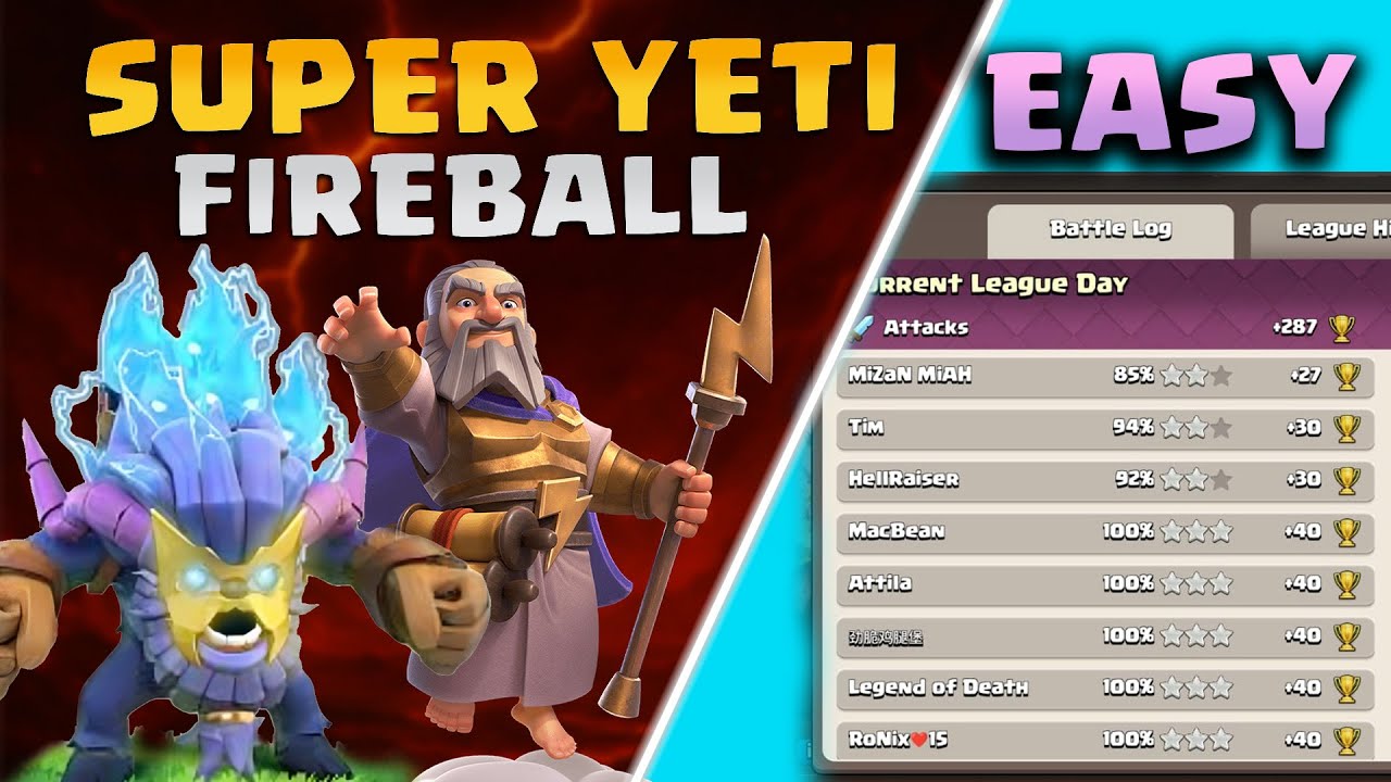 Th 17 Best Army for Ranked Mode and Wars | Super Yeti Fireball | Clash ...