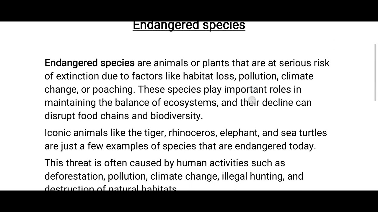 Endangered Species - paragraph in english - YouTube