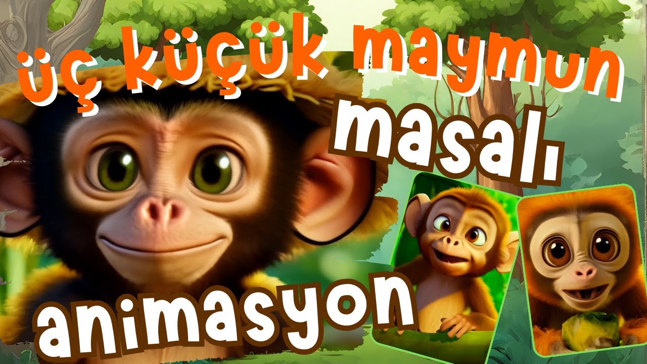 Üç Küçük Maymun Masalı Animasyon Çizgi Film, Çocuklar İçin Eğitici ...