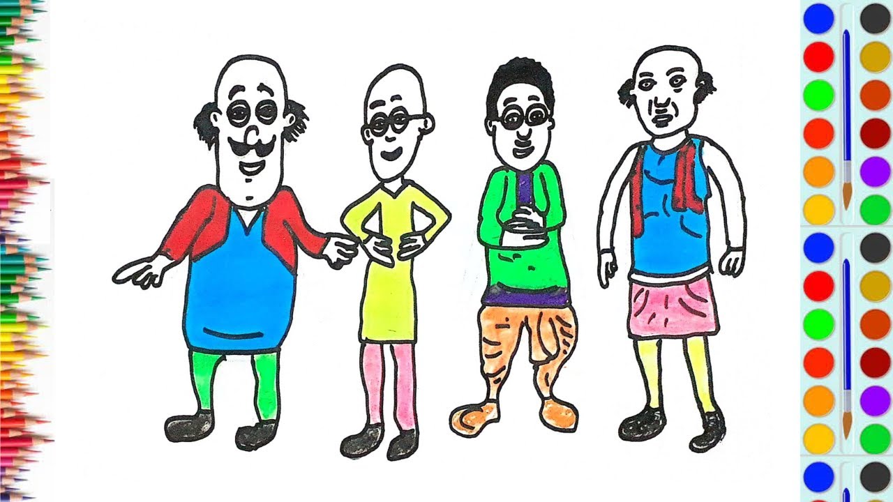 How To Drawing Motu Patlu And Ghasitaram ||Motu Patlu Ghasitaram And ...