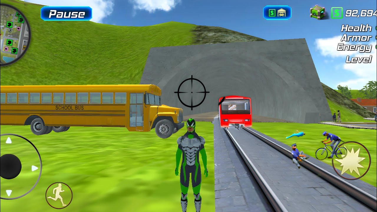 Rope Frog Ninja Hero New Vice City - School Bus at Train Station ...