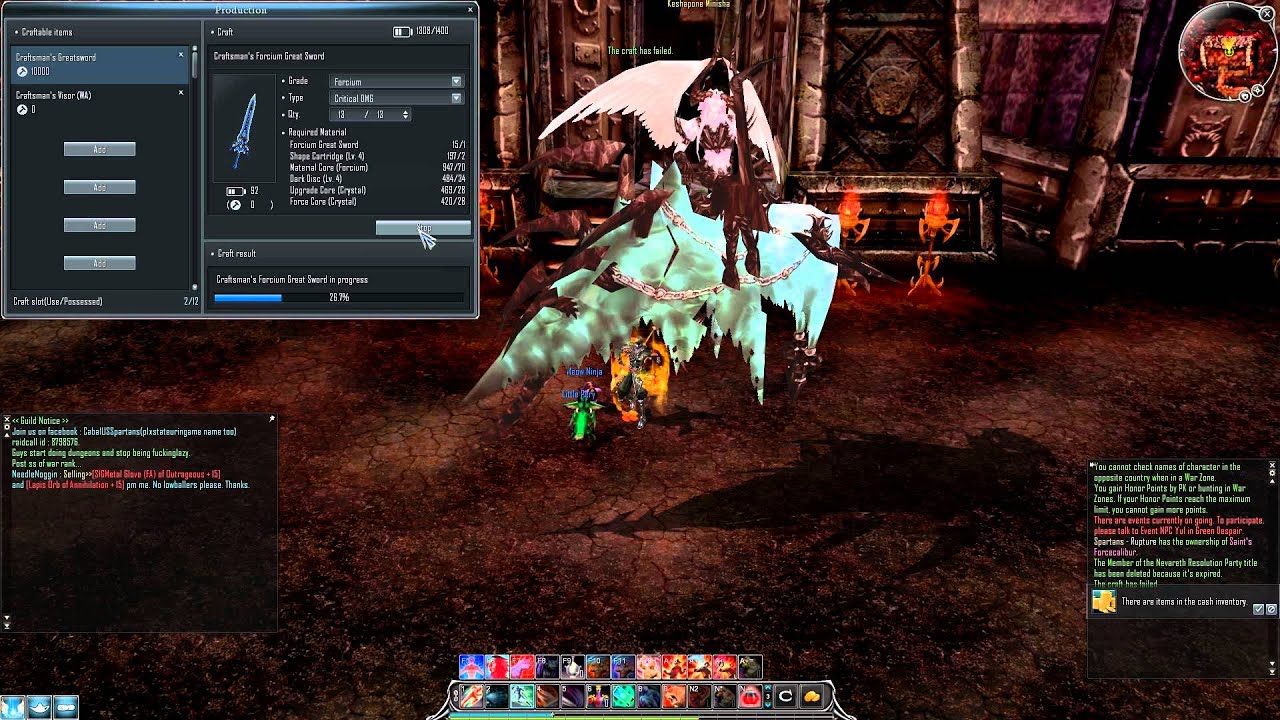 Cabal Online 80x Forcium/Mithril Greatsword Crafting Fail - YouTube