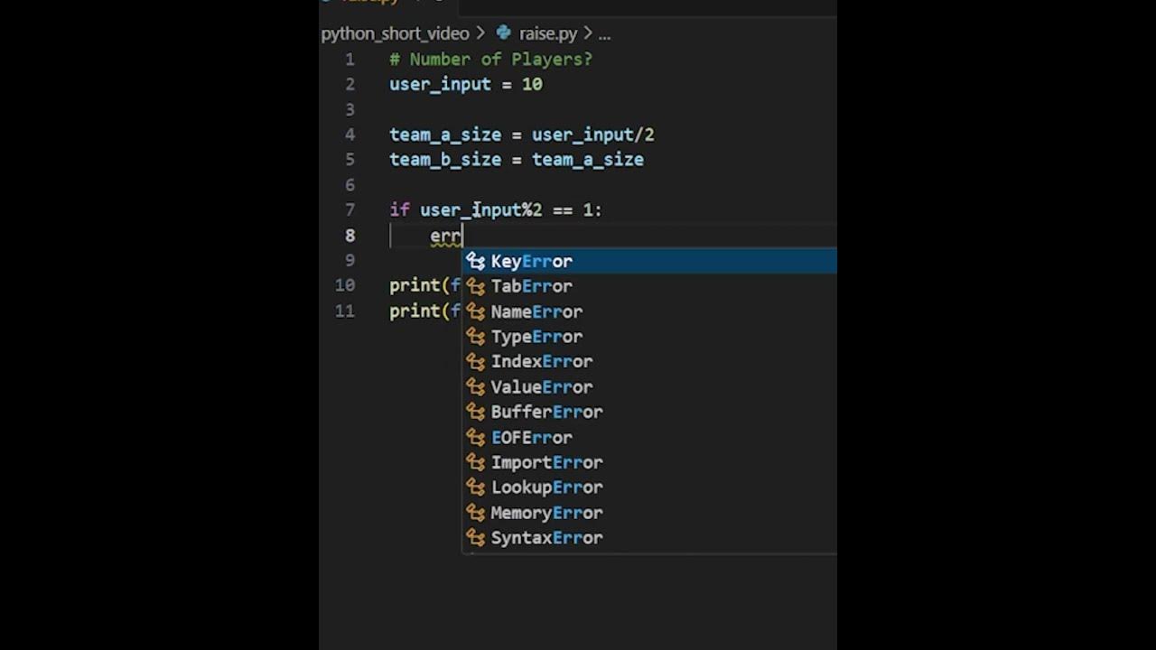 Raise In Python Python Shorts Code Codingtips Coding Python