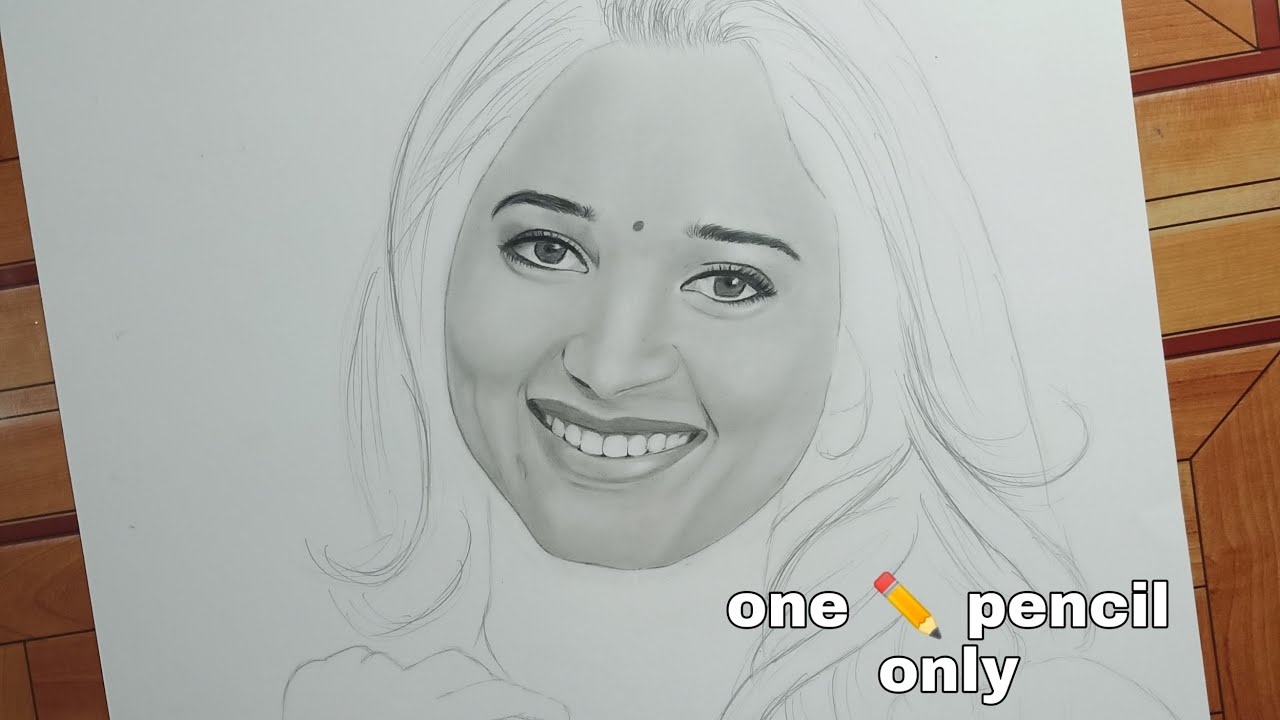 How to draw tamanna bhatia sketch 🥰/ one pencil only /my fav ️/ - YouTube