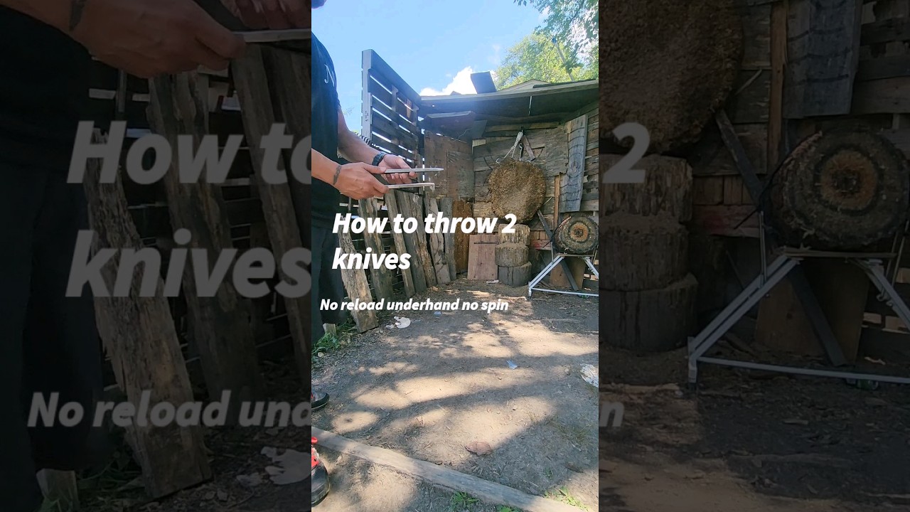 How to throw 2 knives no relaod underhand no spin - YouTube