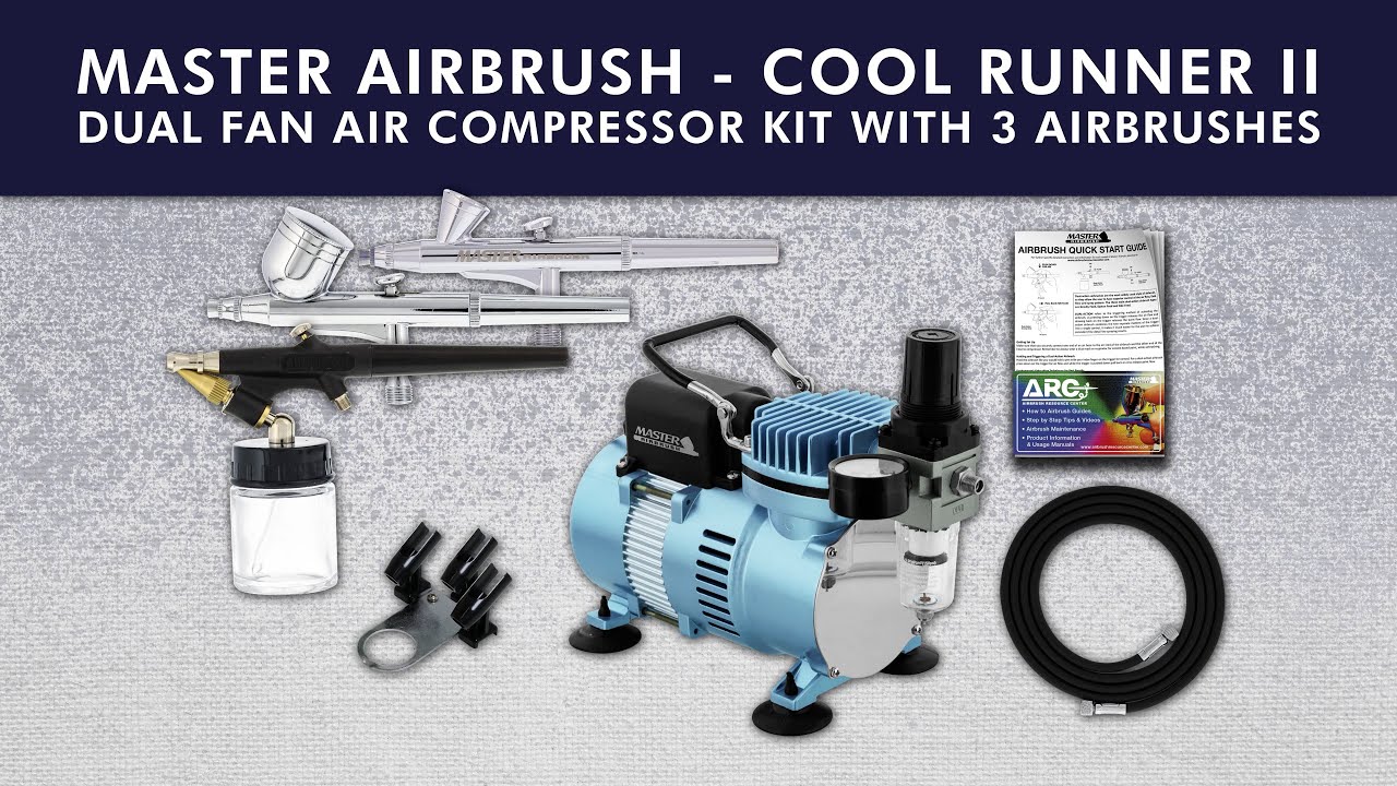 Cool Runner II Dual Fan Air Compressor Airbrushing System Kit with 3 ...
