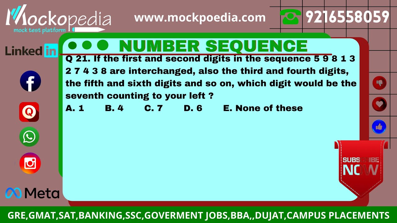 Q21 If The First And Second Digits In The Sequence 5 9 8 1 3 2 7 4 3 8