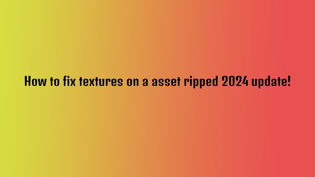 How to fix textures on a 2024 asset ripped update! | Unity - YouTube