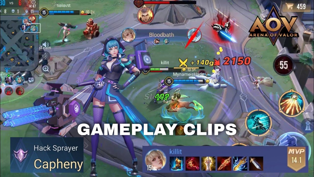 CAPHENY HACK SPRAYER GAMEPLAY CLIPS RANK | Arena of Valor | NEW MAP 4.0 - YouTube