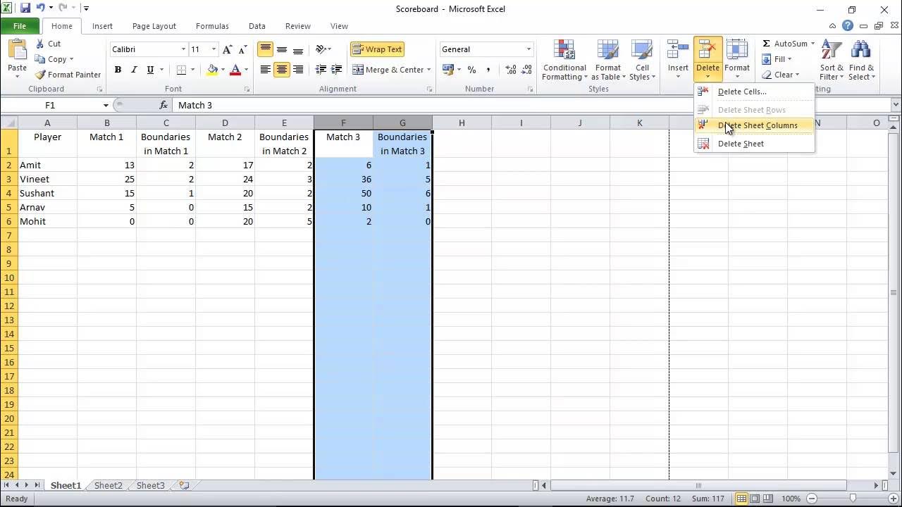 Microsoft Excel 2010: Add/ delete, hide/ unhide Rows and Columns - YouTube