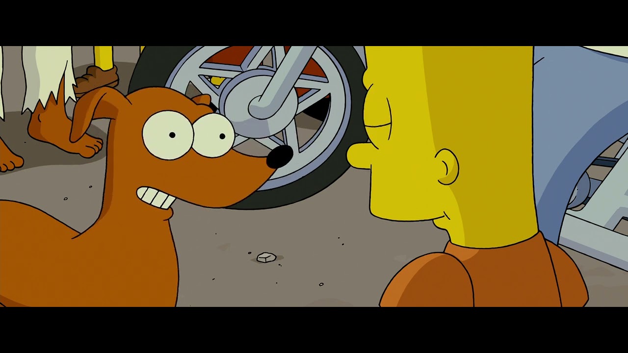 simpsons movie santa's little helper scene no captions - YouTube