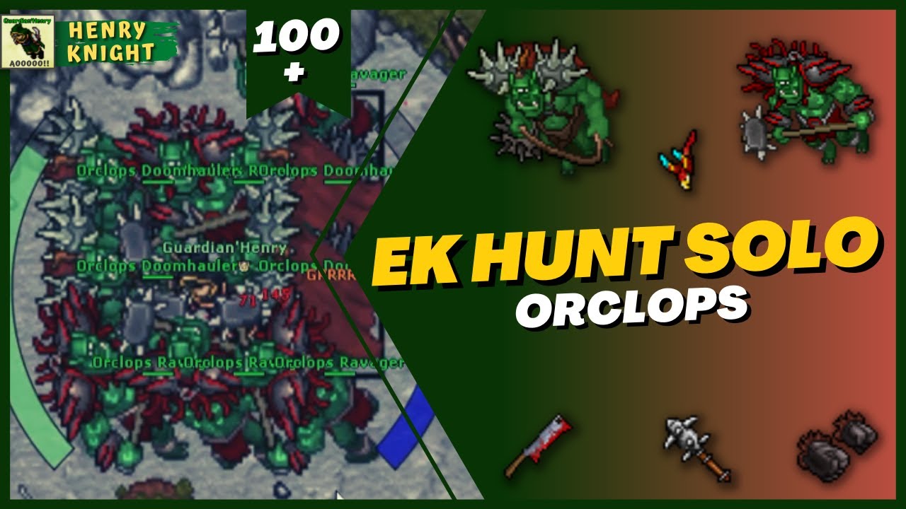 TIBIA: EK HUNT SOLO #40 ORCLOPS (DESECRATED GLADE) - YouTube