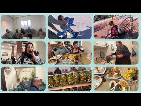 EŞİM PAZAR KAHVALTISINA GÖTÜRDÜ BİZİ👌KAYNANAMA GİTTİM☺️ADALETLE BULUŞTUK😀KÖYEVİMDEN TURŞU😋YENİ VİDEO