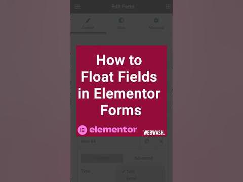 How to Float Fields in @Elementor Forms - YouTube