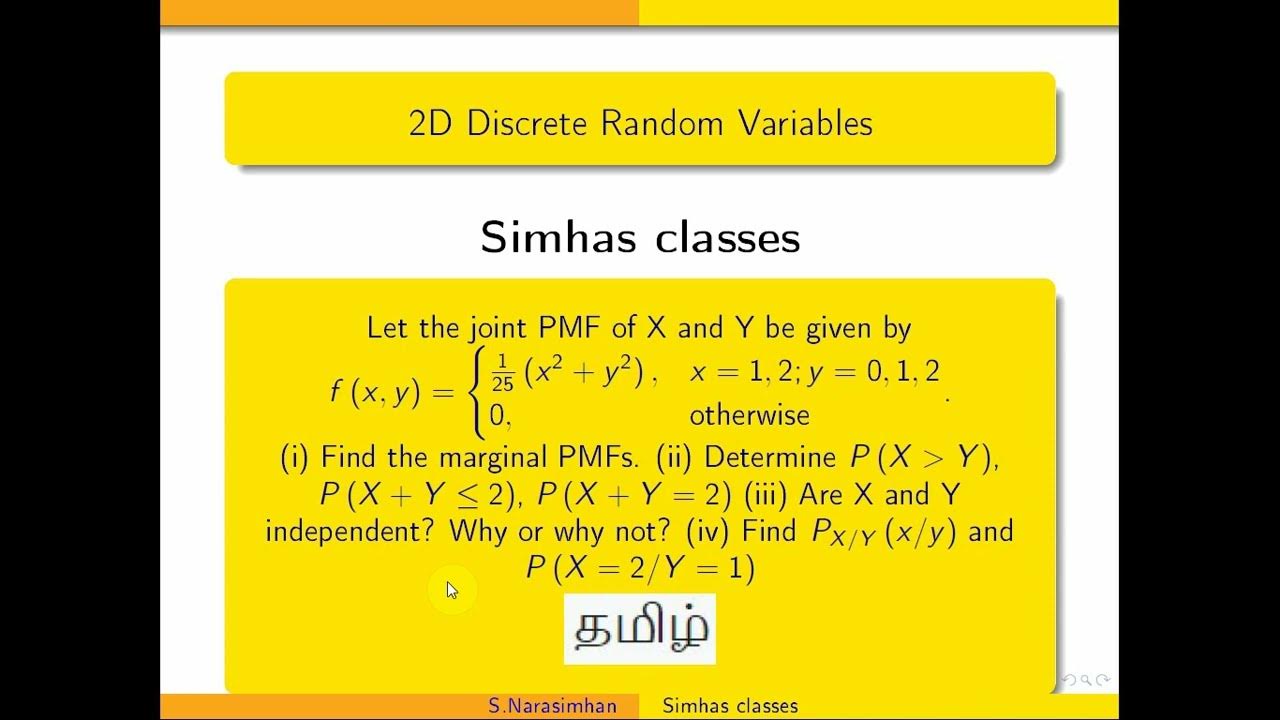 #MA8451- Q.P Code -70857- Nov- Dec-23 -12a - 2D discrete Random variables - Problem 3 - YouTube