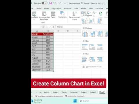 Create Column Chart in Excel | Graphs in Excel | Make Chart in Excel | Excel tips and tricks ...