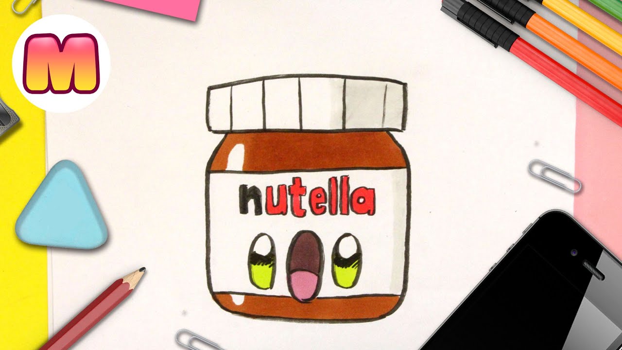 COMO DIBUJAR UN BOTE DE NUTELLA KAWAII PASO A PASO - Dibujos kawaii ...