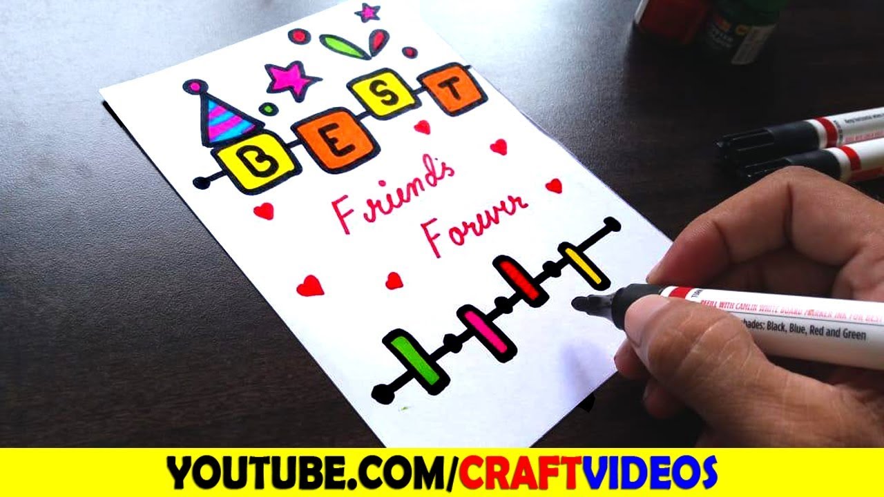 FRIENDSHIP DAY CARD DRAWING | HOW TO DRAW FRIENDSHIP CARD | DRAW ...