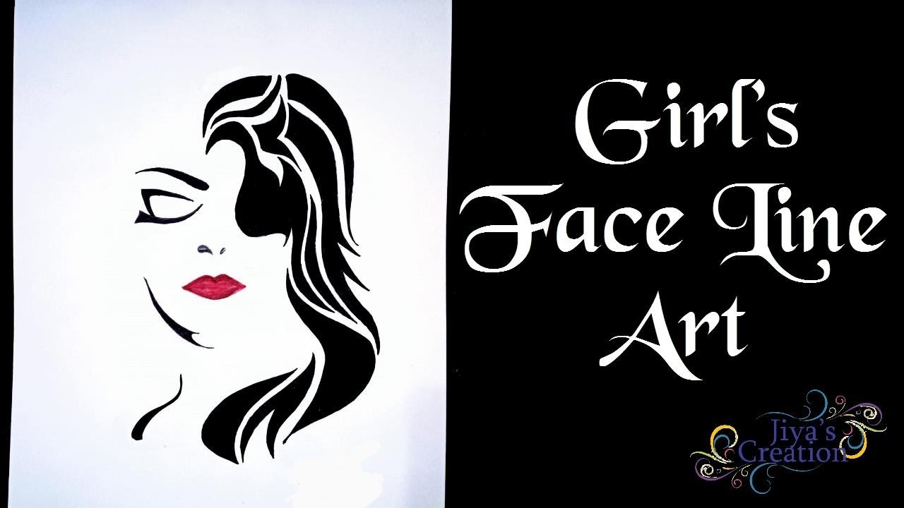Girl's face line art || Line art || Line art tutorial for beginners ...