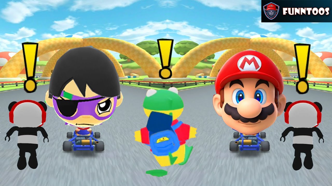 TAG WITH RYAN VS MARIO KART TOUR DARK TITAN WITH UFO AND LUIGI MARIO ...